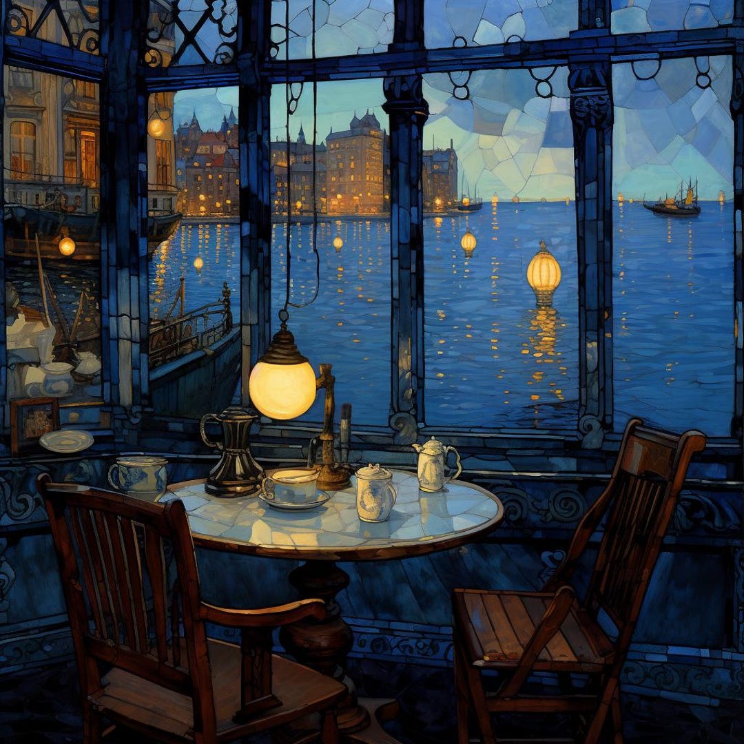 Evening Seascape Window Scene Art Print : Window to the Sea by Kaoru ...