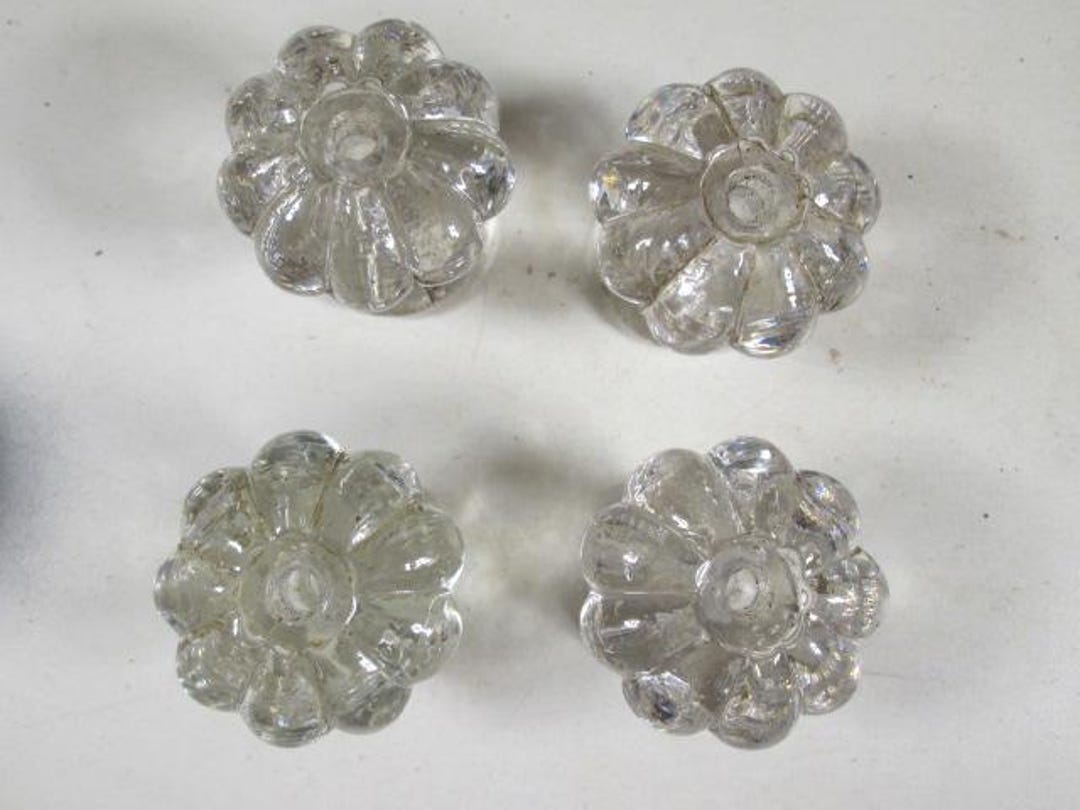 Set of FOUR Sandwich Type Antique Pressed Glass Knob Pull Handle Drawer ...