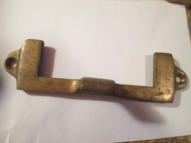 PAIR Cast Brass / Bronze Tag Frame Label Holder File Cabinet Library ...