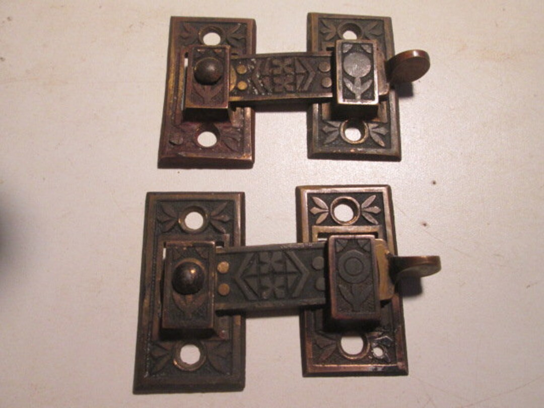 Pair Victorian Shutter Latches True Antique Aesthetic Cast Brass Arm ...