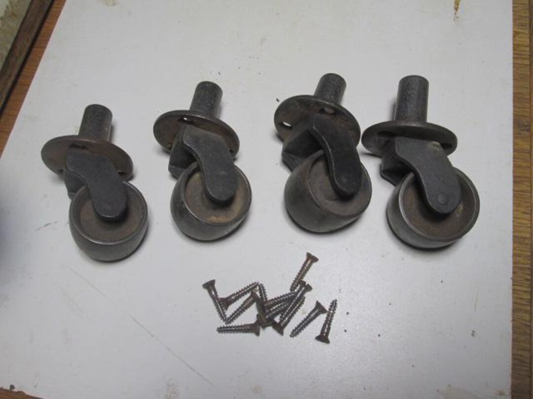 Set of FOUR Victorian Large Cast Iron Caster Antique Vintage 1800s ...