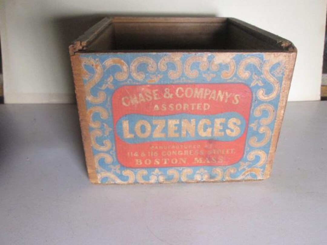 Small Wood Crate Chase & Co. Pre Necco Box Wooden Packing Candy Lozenge ...