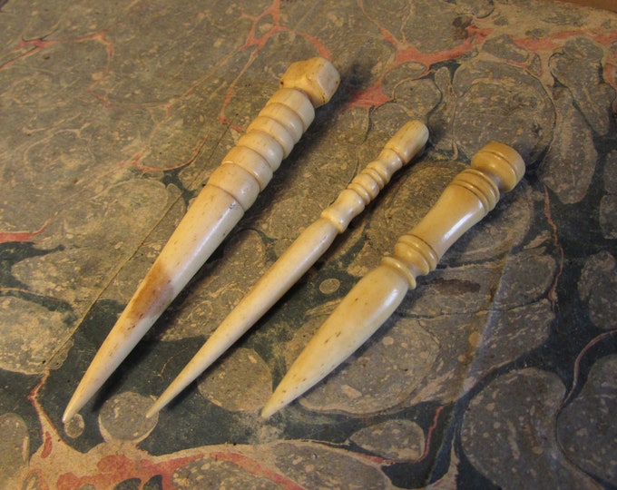 19th C. Ox Bone Whale Bone Fid Bodkin Awl Lace Makers Sewing ...