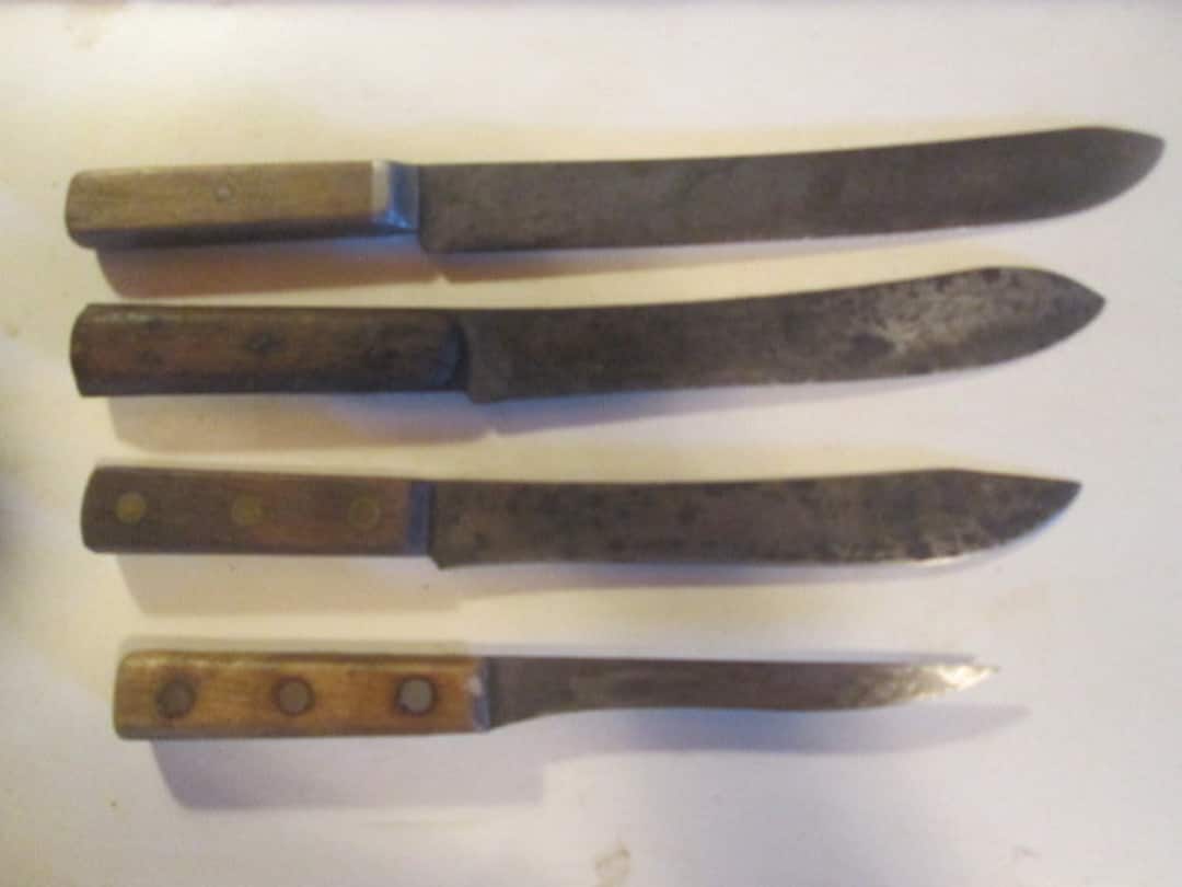 4 Old Knives 1867 Pat. W.C. Co. Antique Kitchen Knife Tool Farm Country ...