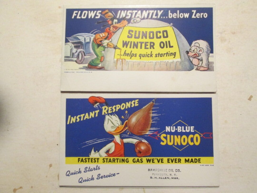 WWII Vintage Walt Disney Donald Duck and Goofy Sunoco Oil Ink Blotters ...
