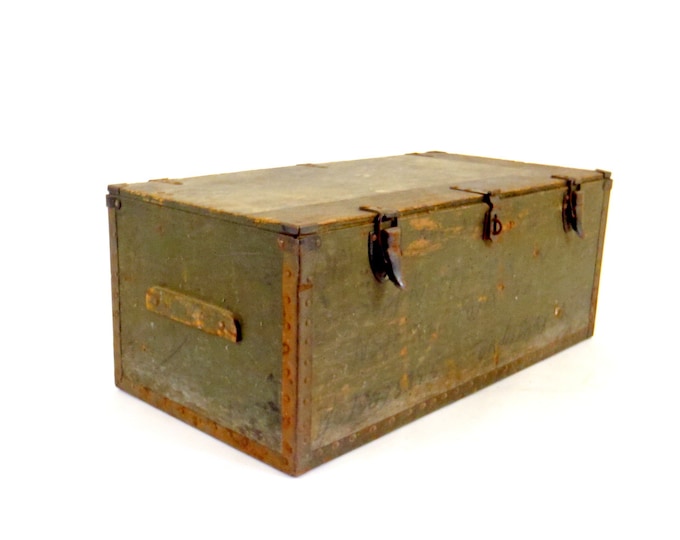 Antique Trunk Vintage Chest USA Military Foot Locker WW2 1942 - Etsy