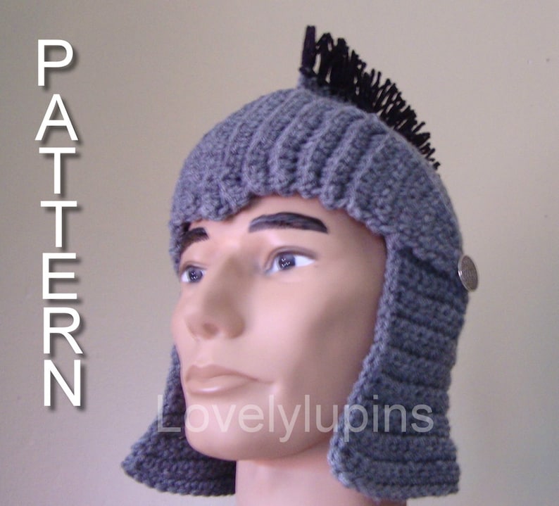Crochet Pattern, Knight Hat, Helmet, Men, Spartan, Skullcap, Beanie ...