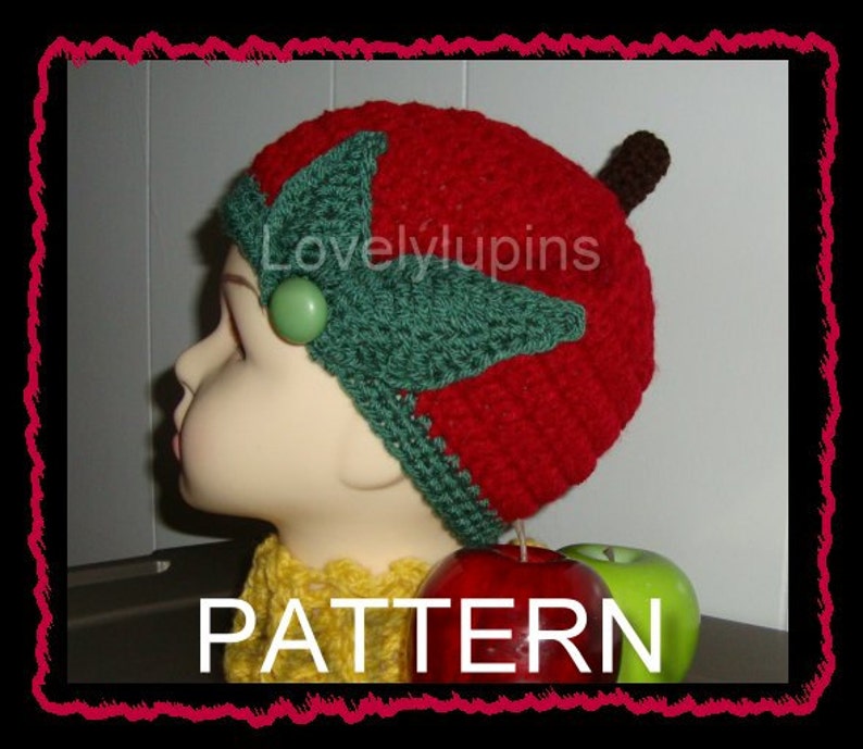 Crochet, Hat, Pattern, Apple Hat, Pattern, Crochet Girl's Pattern ...
