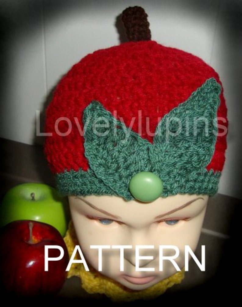 Crochet, Hat, Pattern, Apple Hat, Pattern, Crochet Girl's Pattern ...