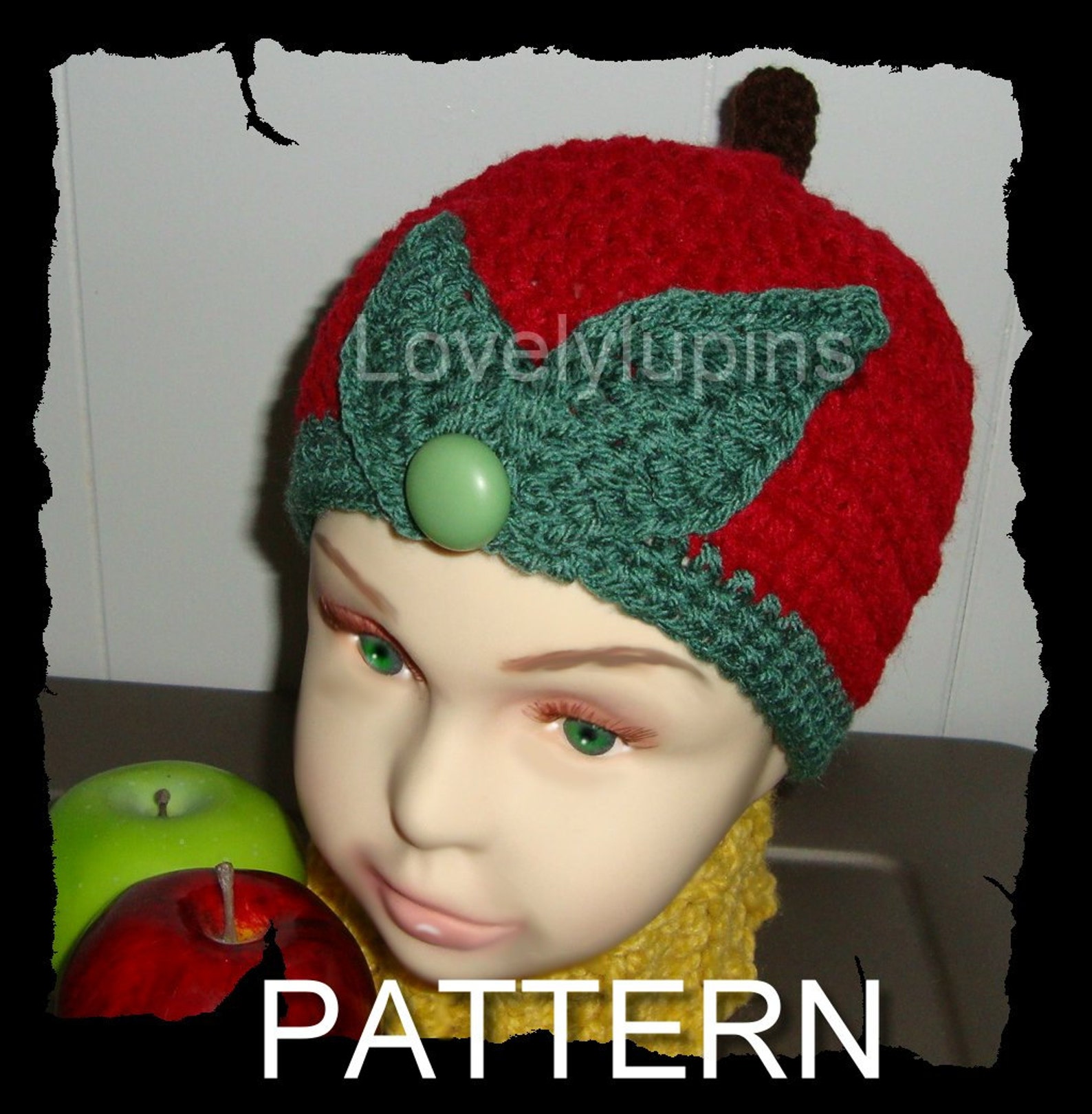 Crochet, Hat, Pattern, Apple Hat, Pattern, Crochet Girl's Pattern ...