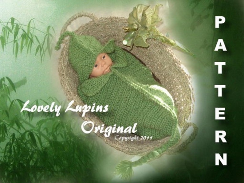 Sweet Pea Cocoon, Crochet Pattern, Pea Pod Photo Prop, Crocheted Baby ...