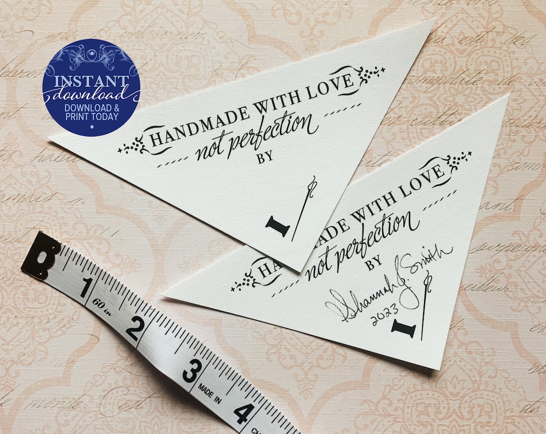 Printable Corner Quilt Labels: Handmade With Love DIY (digital Download ...