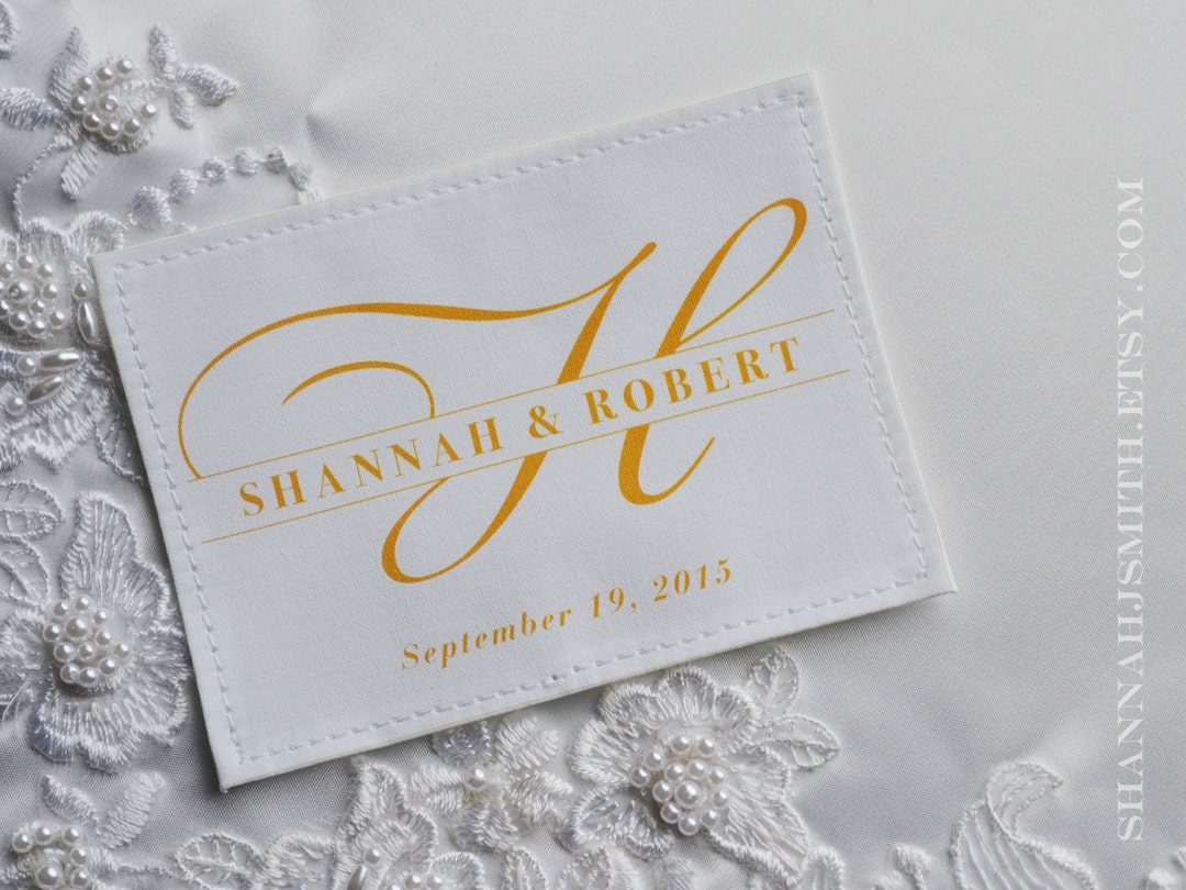 Personalized Monogram Wedding Dress Label Sew in Patch Something Blue ...