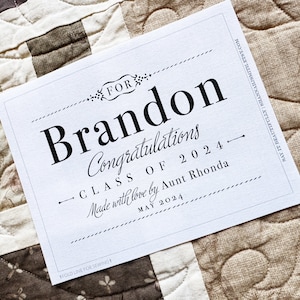 Graduation Quilt Label for Him, Simple Quilt Patch, Made With Love by ...