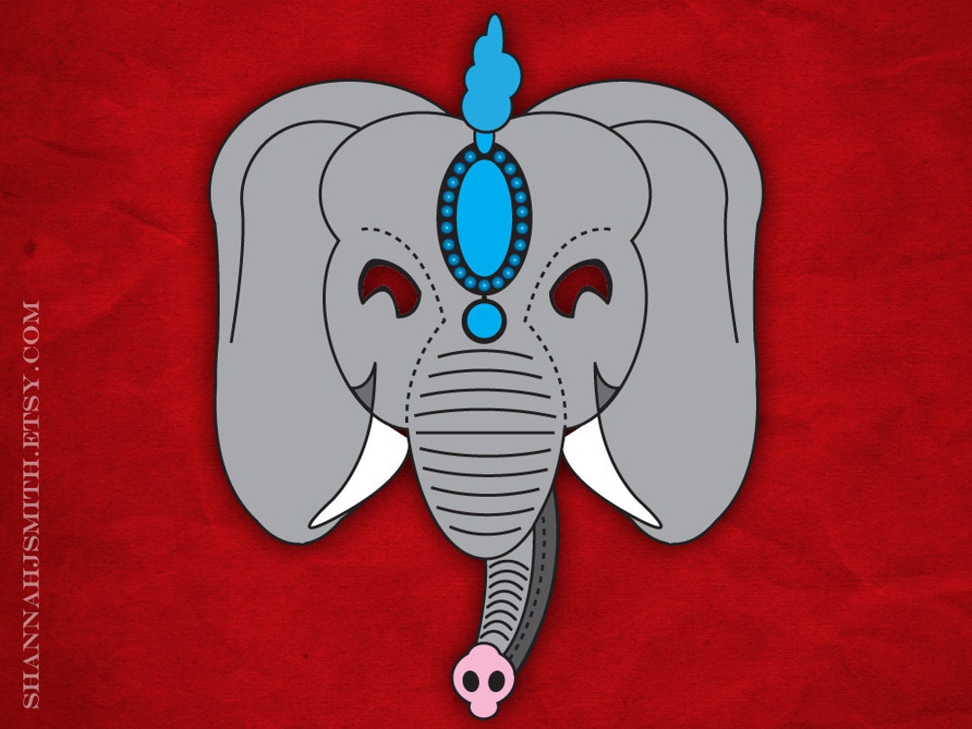 Elephant Mask Print: DIY Circus Party Photo Booth Prop (digital File ...