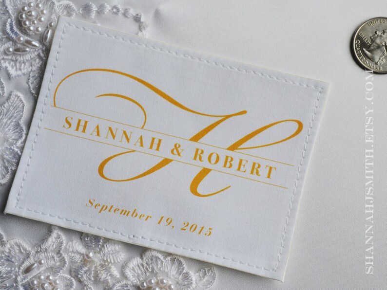 Personalized Monogram Wedding Dress Label Sew in Patch Something Blue ...