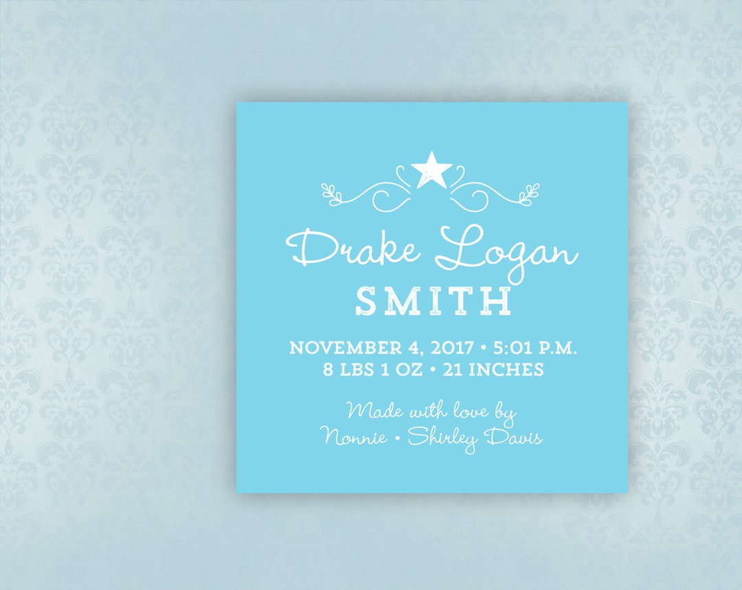 Baby Stats Quilt Label: Birth Announcement Sew on Patch (3x3 Inch) - Etsy