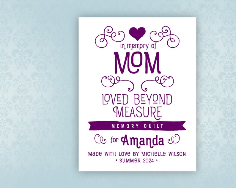 Personalized Memory Quilt Label: Cotton Memorial Patch - Etsy