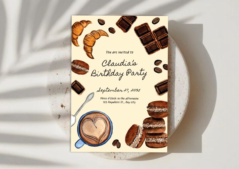 Watercolor Chocolate Party Invitation (editable Canva Template ...