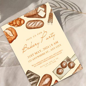 Soft Watercolor Bakery Party Invitation | Editable Canva Template ...