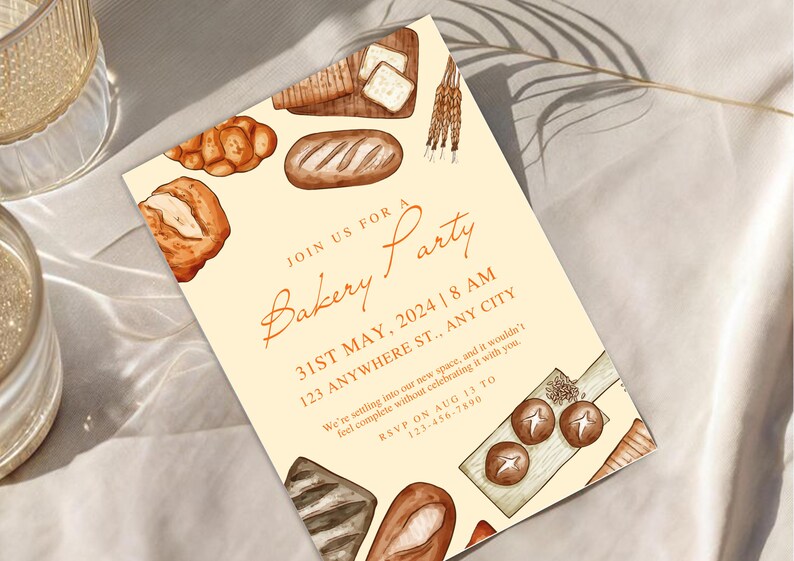 Soft Watercolor Bakery Party Invitation | Editable Canva Template ...