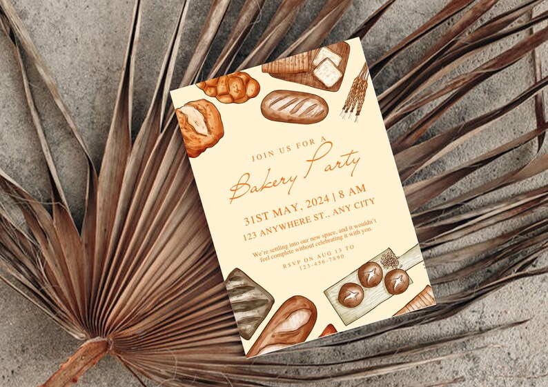 Soft Watercolor Bakery Party Invitation | Editable Canva Template ...