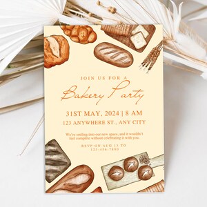 Soft Watercolor Bakery Party Invitation | Editable Canva Template ...