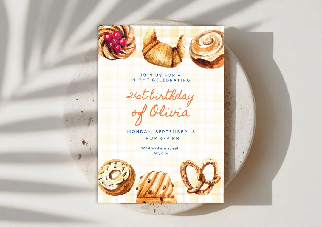 Watercolor Bakery Birthday Invitation | Pastry Party Editable Template ...