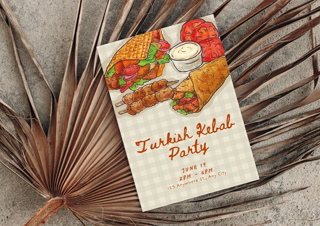 Turkish Kebab Party Invitation (food Night Dinner) Editable Canva ...