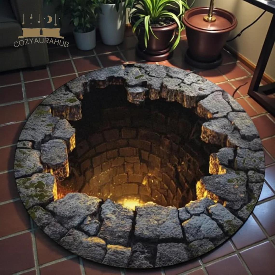 3D Optical Illusion Stone Pit Rug – Funky Home Decor - Etsy
