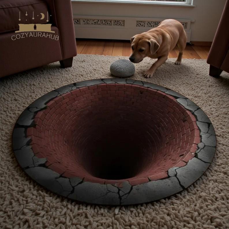3D Optical Illusion Stone Pit Rug – Funky Home Decor - Etsy