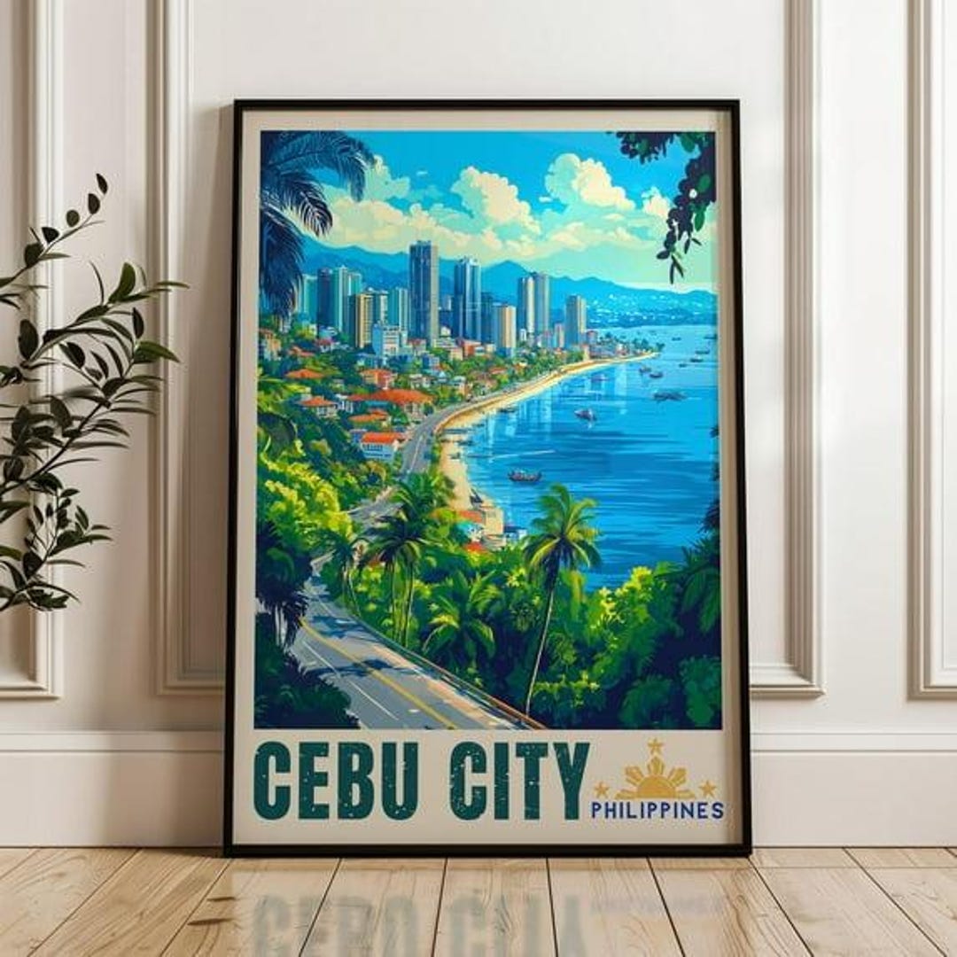 Cebu City Travel Poster, Philippines Wall Art Print, Tropical Island ...