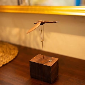 Handmade Wooden Kinetic Bird Sculpture: Flapping Wings Desk Art - Etsy