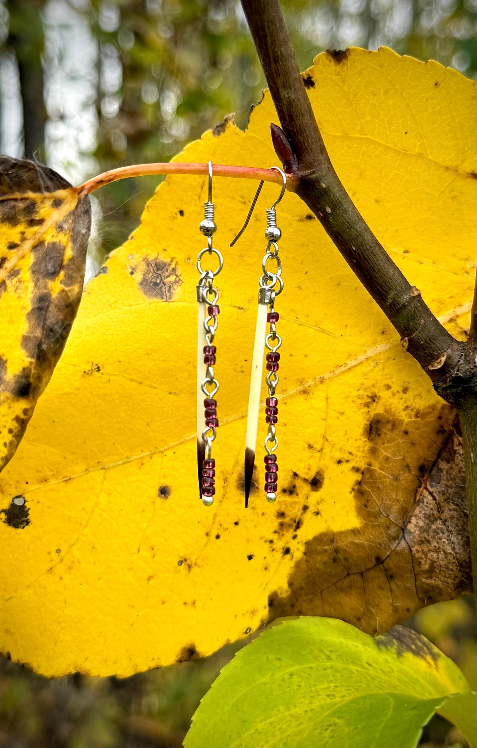 Alaskan Handmade Purple Porcupine Quill Earrings - Etsy