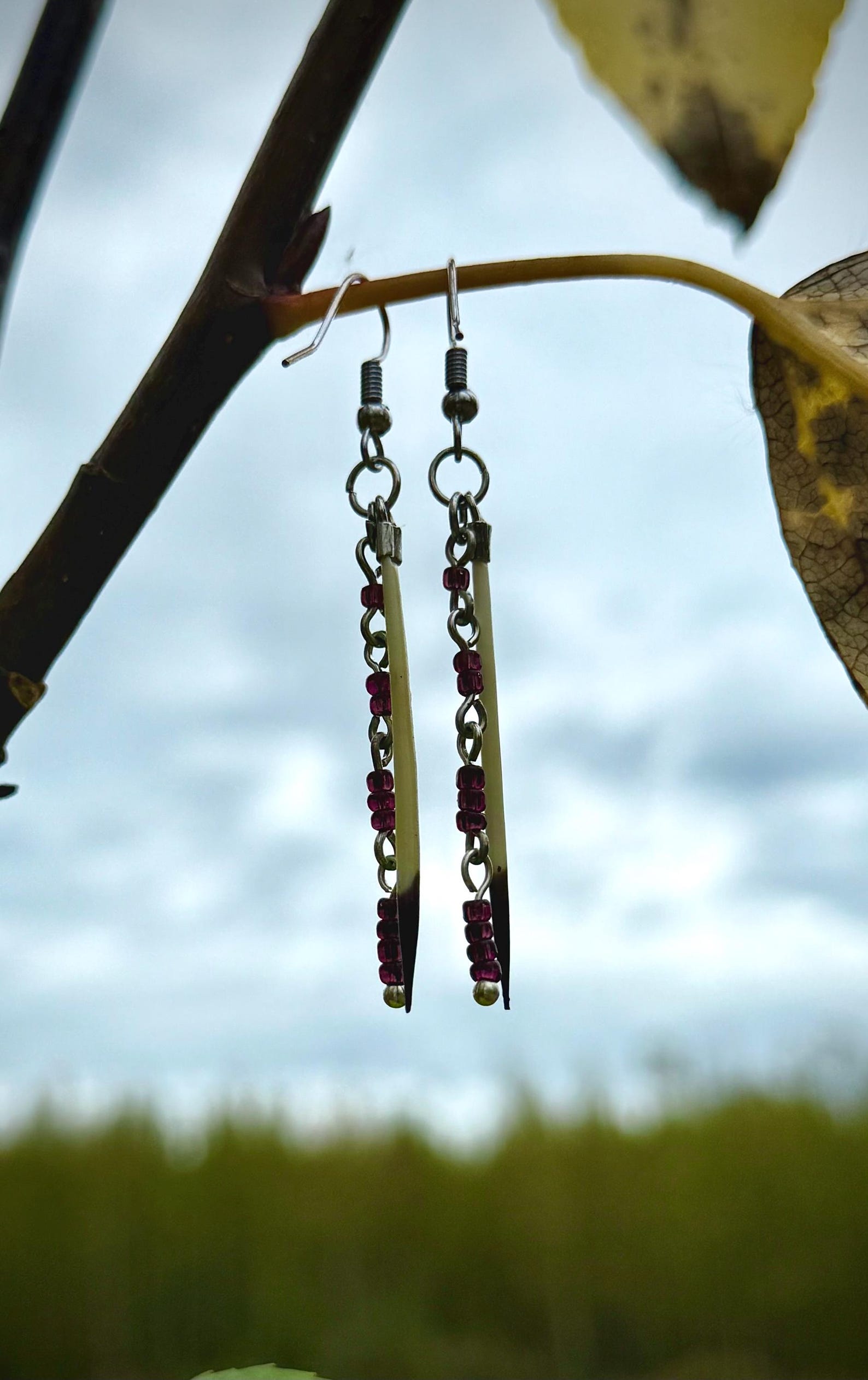 Alaskan Handmade Purple Porcupine Quill Earrings - Etsy