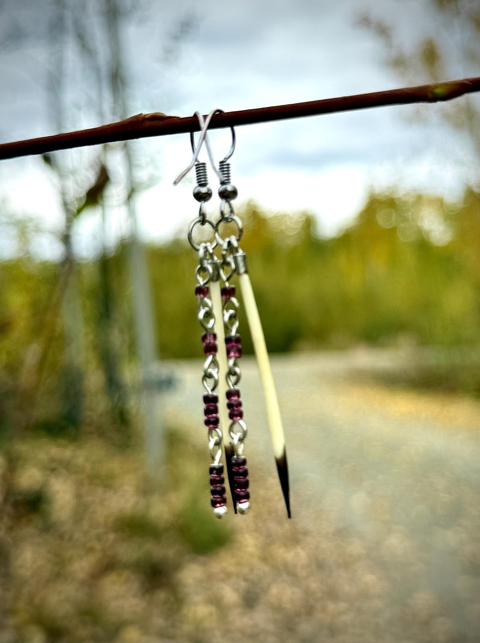 Alaskan Handmade Purple Porcupine Quill Earrings - Etsy