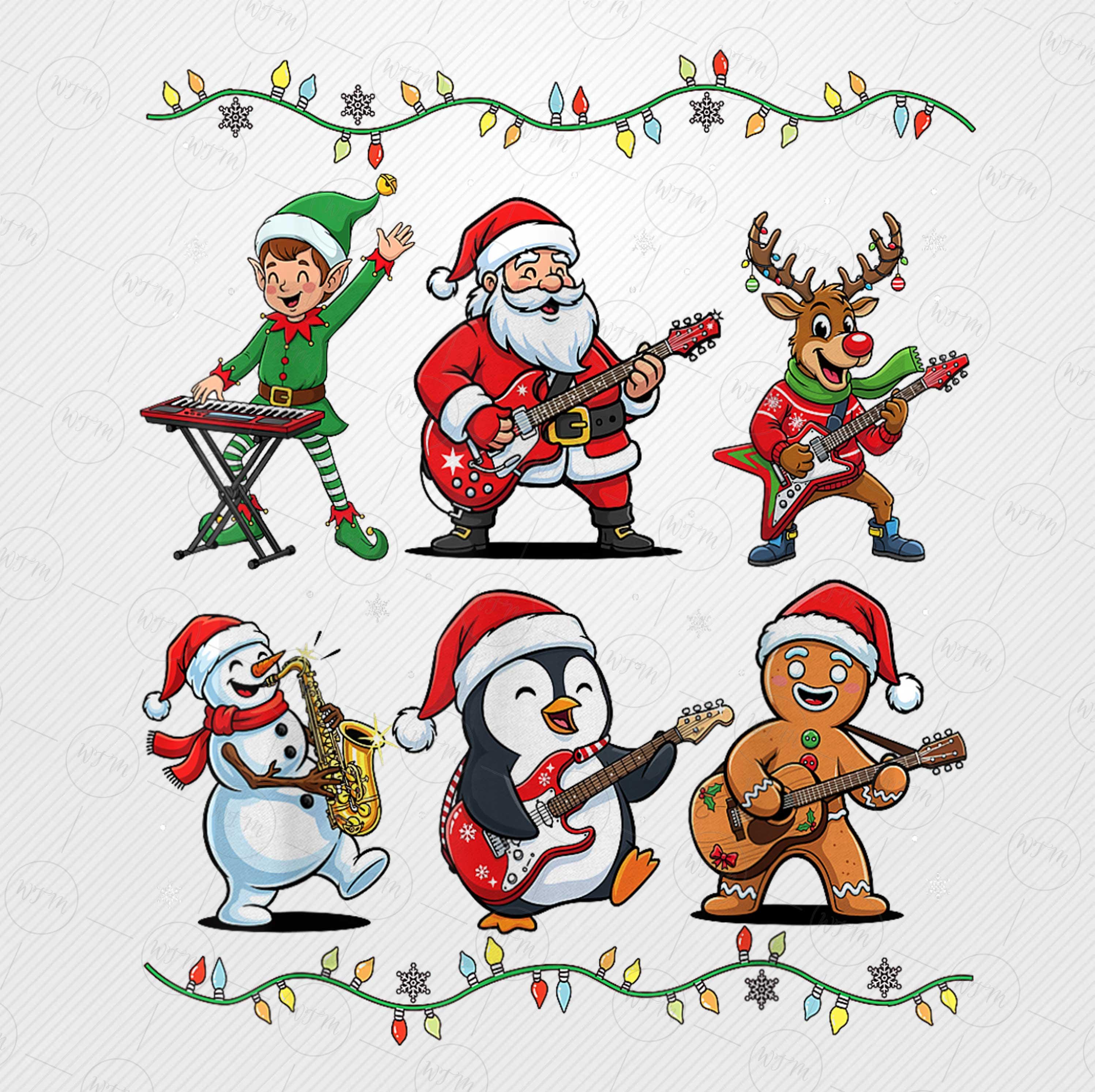 Christmas Band PNG Sublimation Bundle, Santa Elf Reindeer Guitar ...