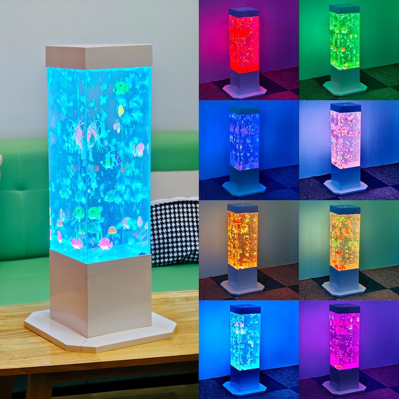 Sensory Bubble Fish Lamp - 32" LED Color Changing Water Column for ...