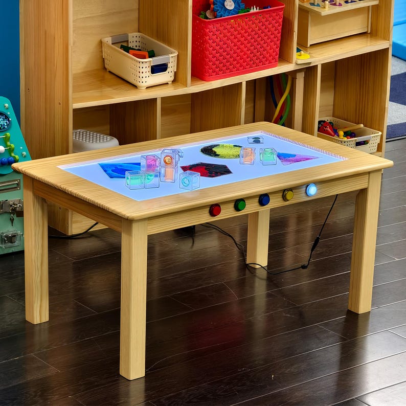 Rainbow Sensory Light Table for Kids – LED Wooden Activity Table ...