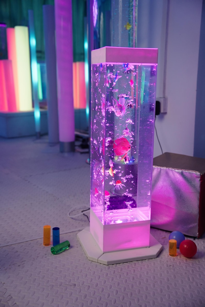 Sensory Bubble Fish Lamp - 32" LED Color Changing Water Column for ...