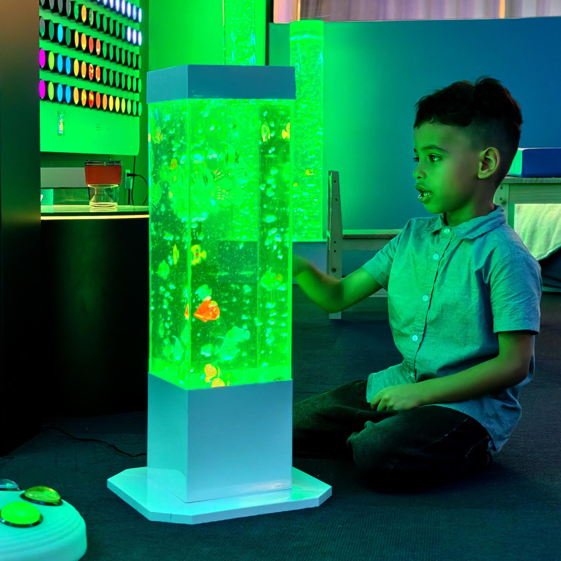 Sensory Bubble Fish Lamp - 32" LED Color Changing Water Column for ...