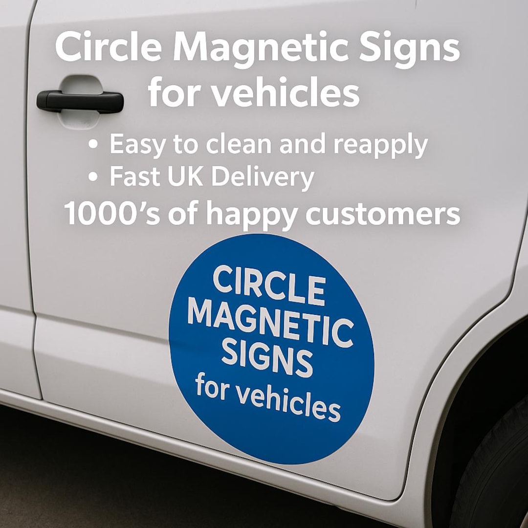 Custom Personalised Circle Magnetic Van Signs – Car Advertising Magnets ...