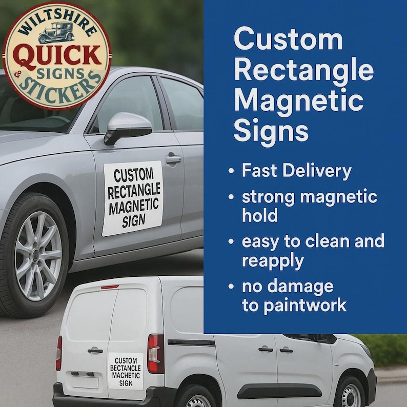 Custom Personalised Rectangle Magnetic Van Signs – Car Advertising ...