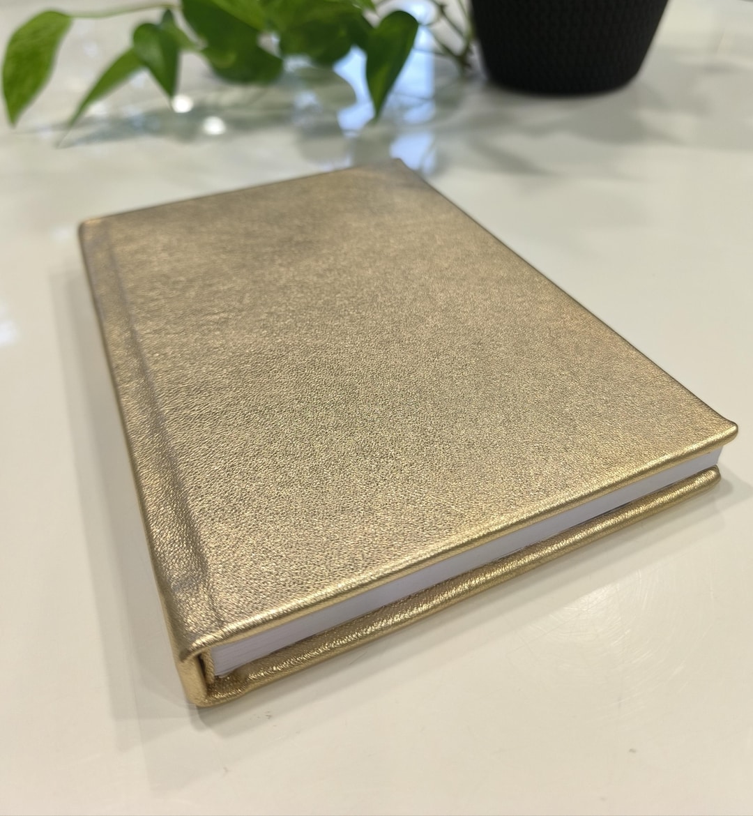 A5 Natural Leather Handmade Journal Gold - Etsy