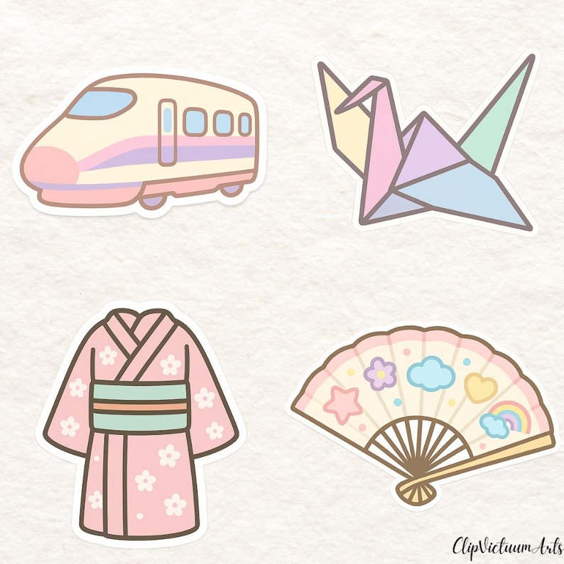 24 Japan Clipart Bundle | Cute Kawaii Stickers PNG | 300 DPI ...
