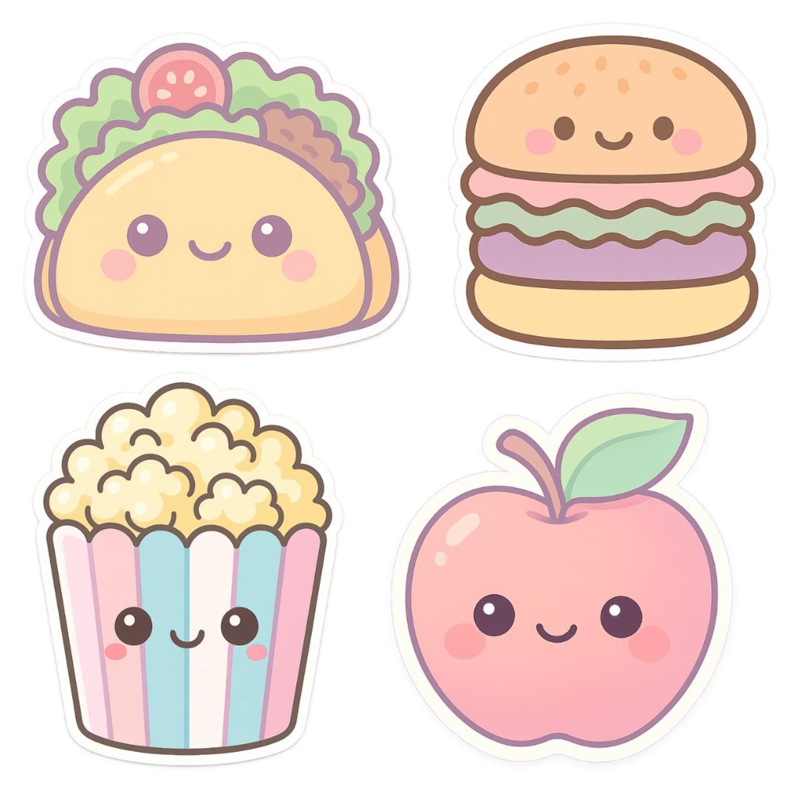24 Food Clipart Bundle | Cute Kawaii Food Stickers PNG | 300 DPI ...