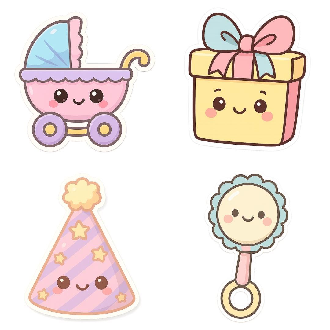 24 Baby & Kids Clipart Bundle | Cute Kawaii Stickers PNG | 300 DPI ...