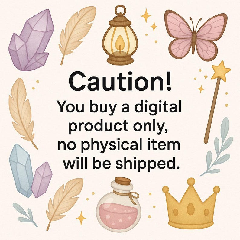 24 Whimsical Clipart Bundle | Cute Kawaii Fantasy Stickers PNG | 300 ...
