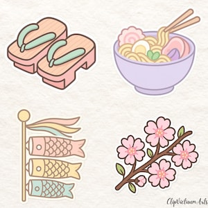 24 Japan Clipart Bundle | Cute Kawaii Stickers PNG | 300 DPI ...