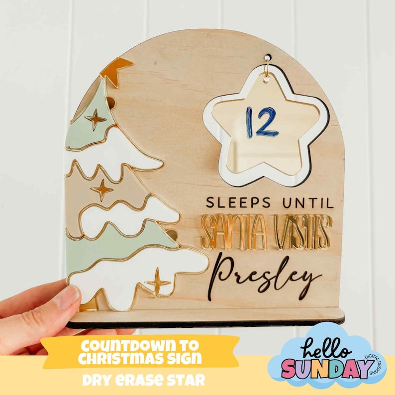 Personalised Christmas Countdown SVG | Magnetic and Stand Design ...